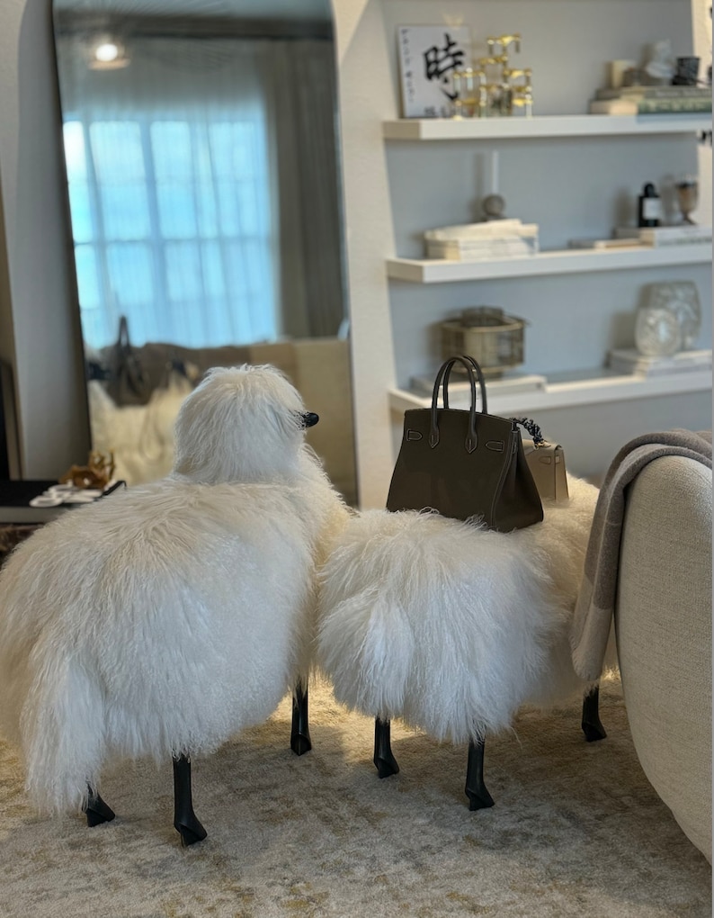 TWO Lalanne Style Couple Sheep Chairs. Luxurious and Fluffy. Life-size ...