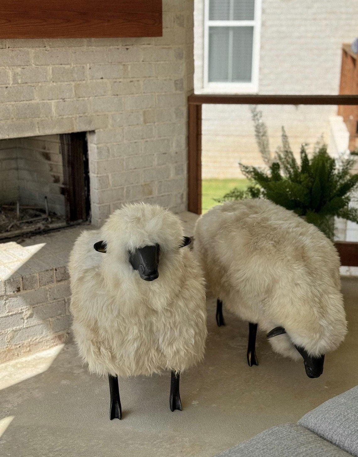 TWO Lalanne Style Natural Sheepskin Couple Sheep Chairs. Life-size ...