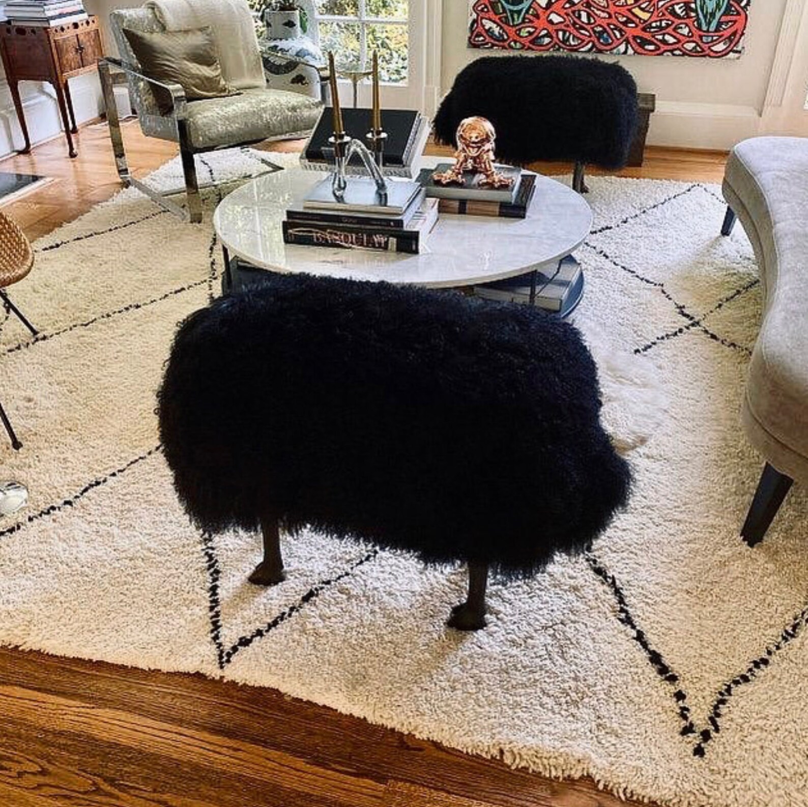 HIGH-END Sheepskin Ottoman/bench - Etsy