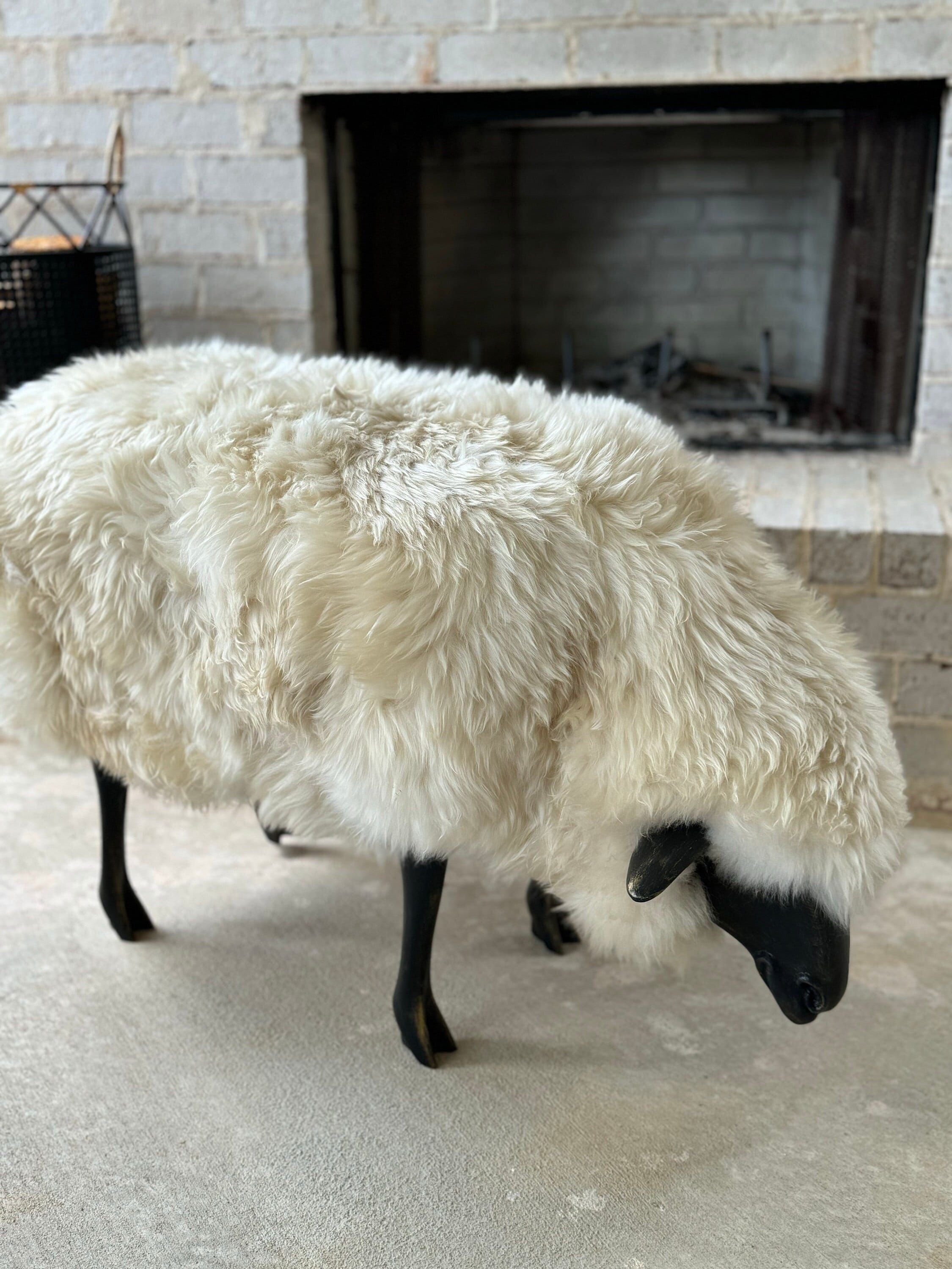 LARGE HIGH-END Grazing Sheep Style Sheepskin Chair in the Style of ...