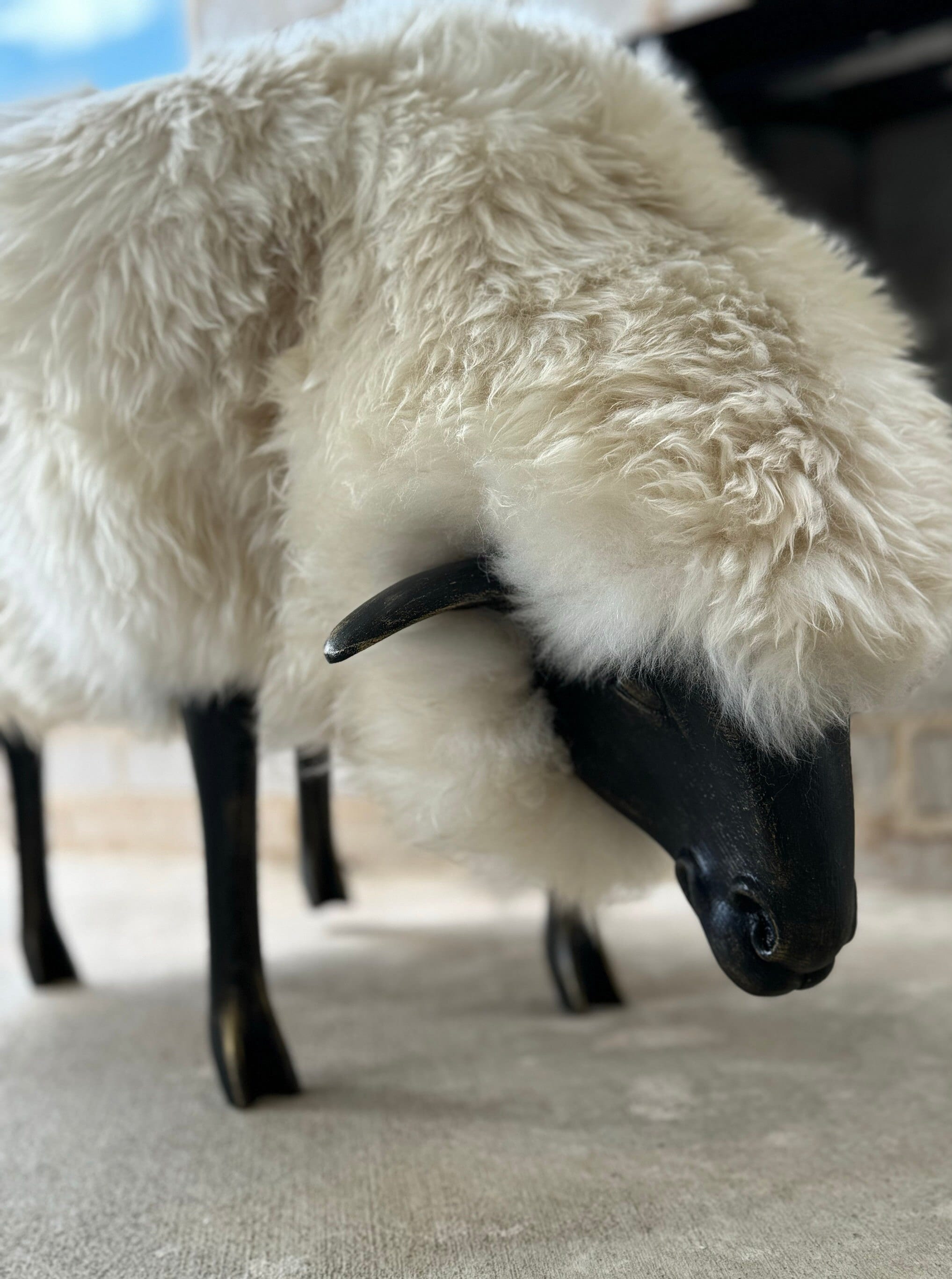 LARGE HIGH-END Grazing Sheep Style Sheepskin Chair in the Style of ...