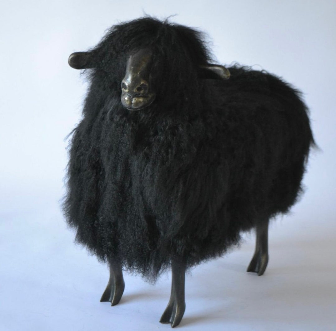Handmade Black Mongolian Fur Sheep Chair: Lalanne Style Sculpture - Etsy