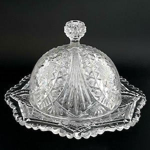 Vintage Glass Covered Butter Dish. the Lid is in the "madora" AKA ...