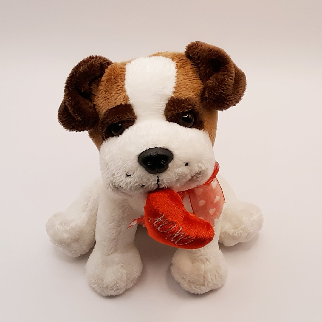 Stuffed Valentine's Day Cute Puppy Holding a Red Heart With XOXO - Etsy