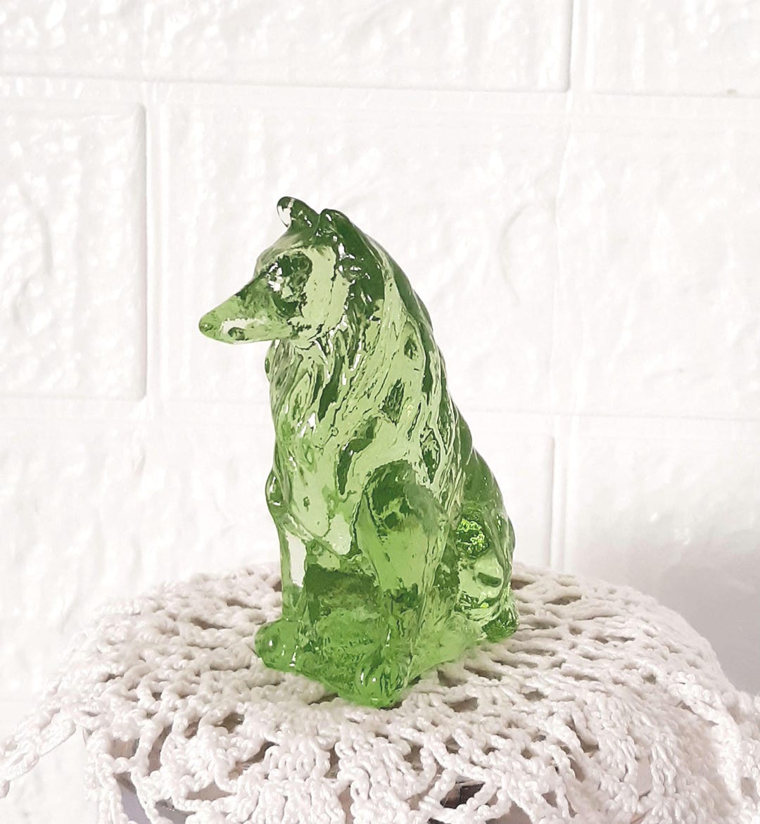 Vintage 3 Apple Green Mosser Sitting Collie Dog. - Etsy