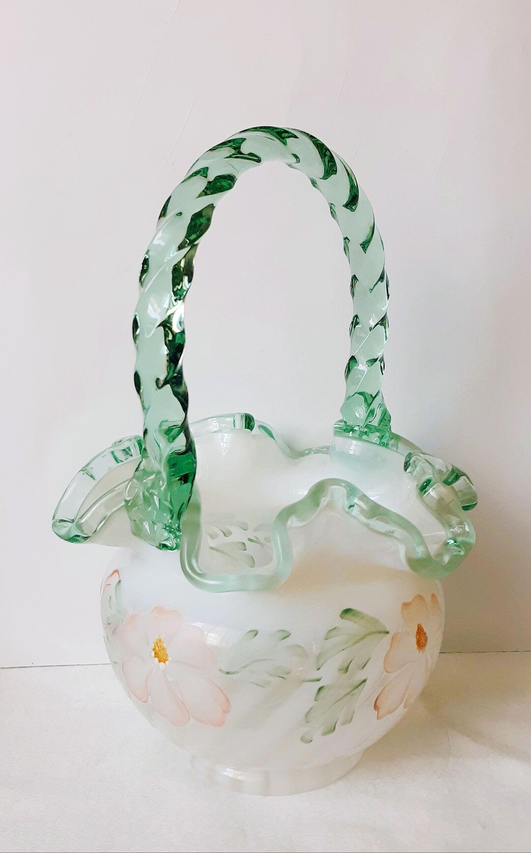 Vintage Fenton 8" (9137) Basket in the Cut and Block Pattern in Color ...