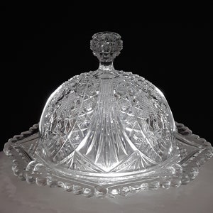 Vintage Glass Covered Butter Dish. the Lid is in the "madora" AKA ...