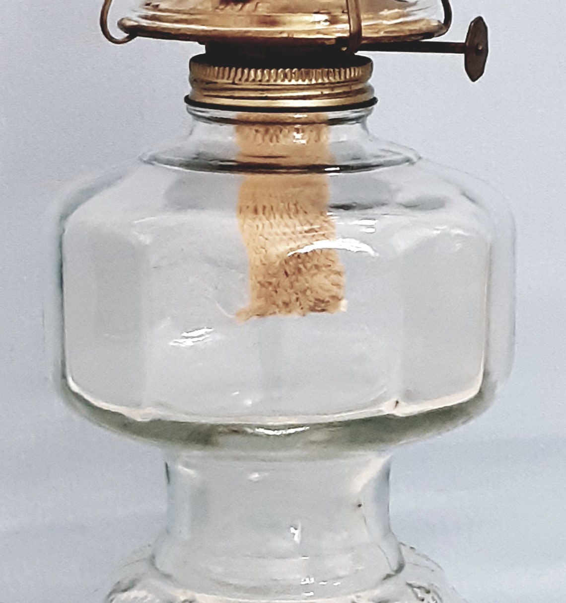 Antique Cottagecore Clear Glass Oil Lamp. Made in USA in Danbury, CT ...