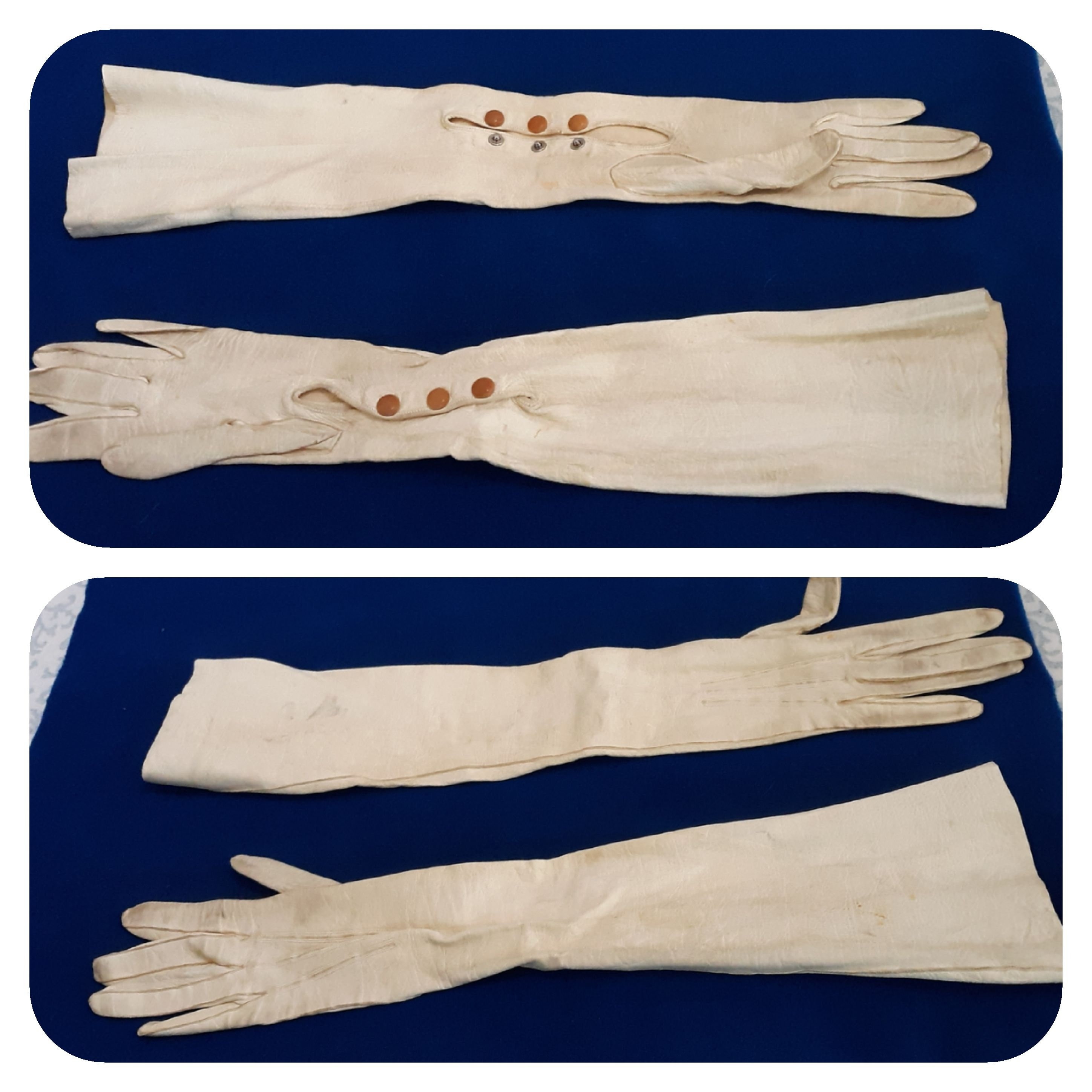 Antique Edwardian 18 Opera Gloves in Ivory With 3 Snaps at the Wrist ...