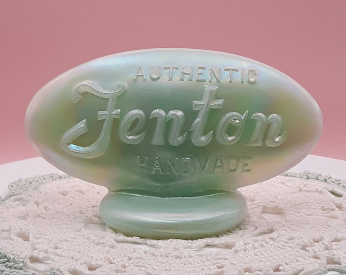 Vintage Fenton Art Glass Oval Fenton Logo (C9499) in Color Sea Green ...