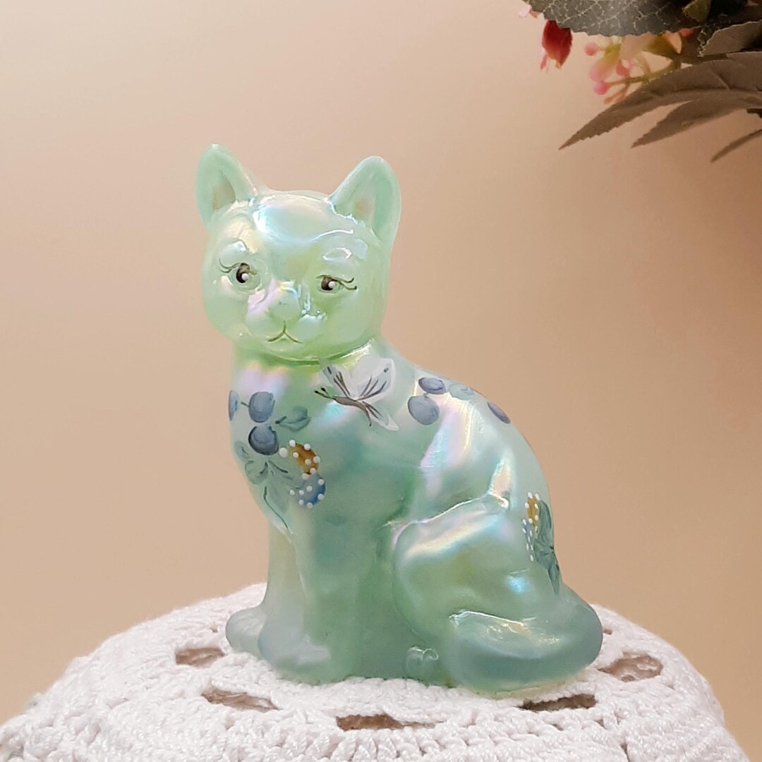Vintage 1998 Fenton Art Glass Cat #5165 in Color "floral Interlude on ...