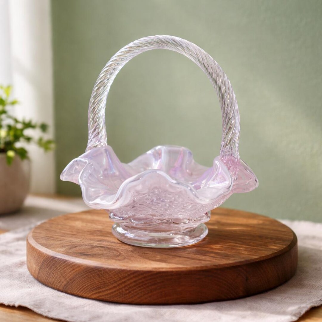 Vintage Fenton 2002 Glass Basket in "sunset Stretch" Color Code (SW ...