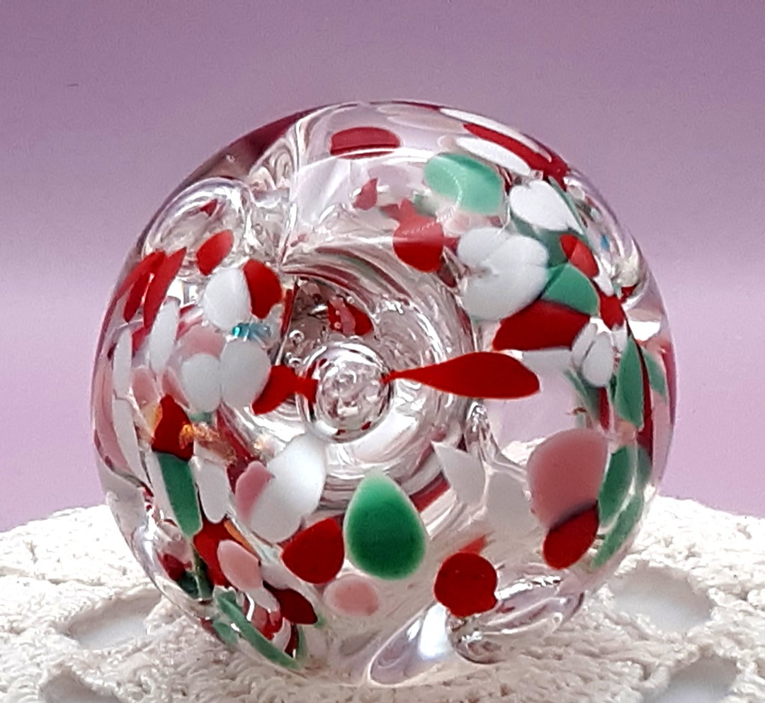 Rollin Karg Art Glass Signed Round Multicolored Paperweight - Etsy