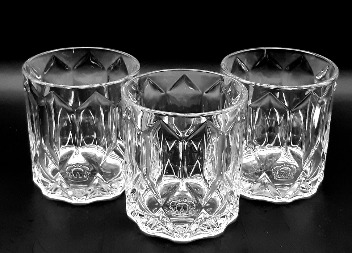 3 Vintage Diamond Pattern crown Royal on the Rocks Glasses - Etsy