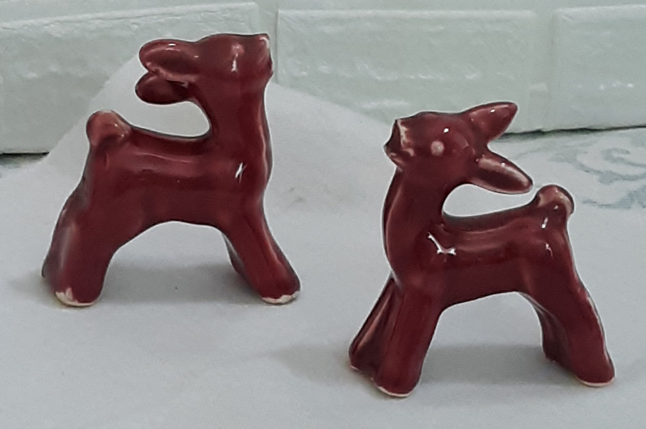 Pair of Vintage Red Pottery Mini Deer Figurines - Etsy