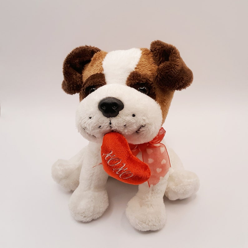 Stuffed Valentine's Day Cute Puppy Holding a Red Heart With XOXO - Etsy