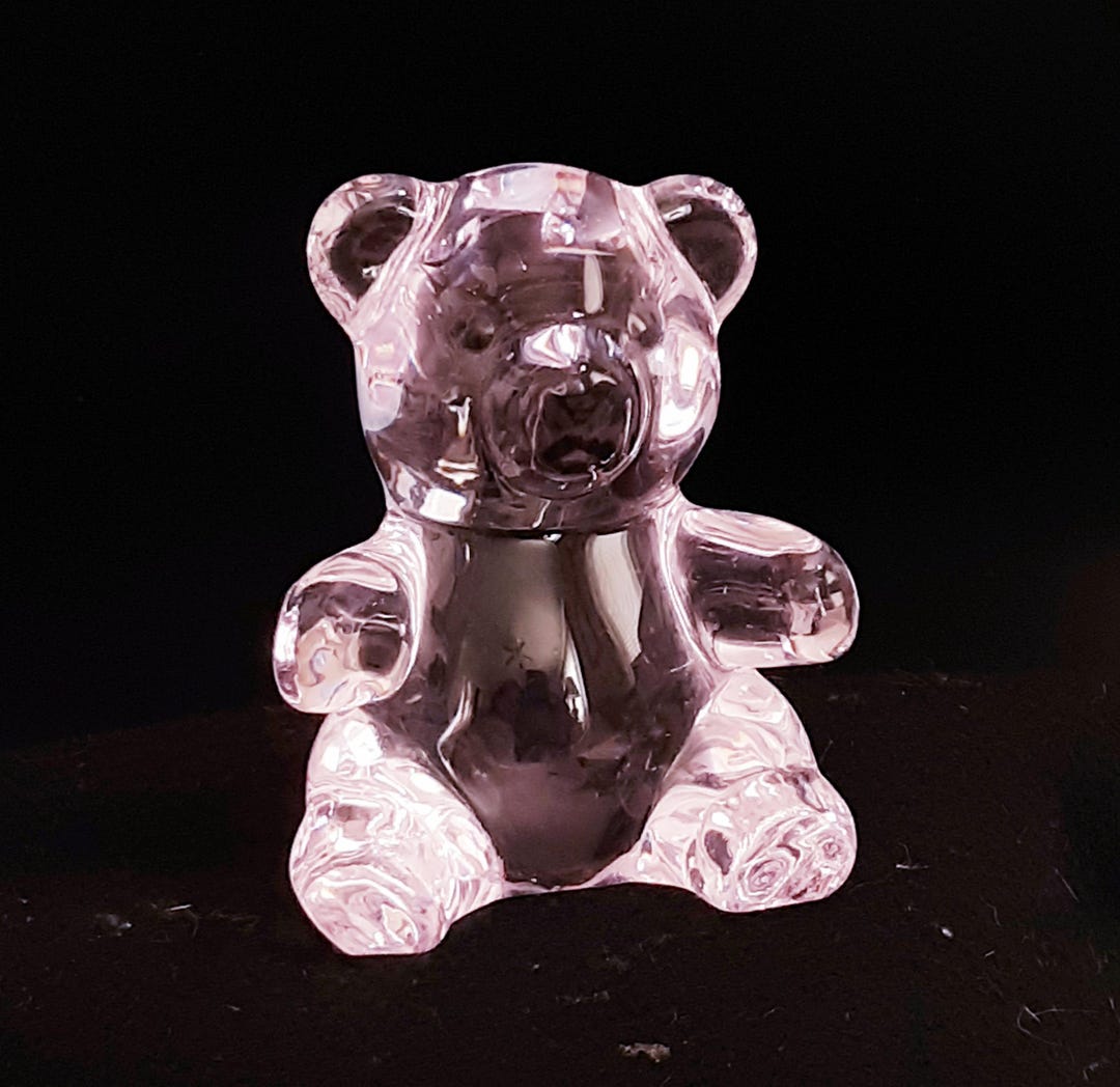 Vintage Glass Pink Bear Figurine Paperweight Made by "oneida Crystal ...