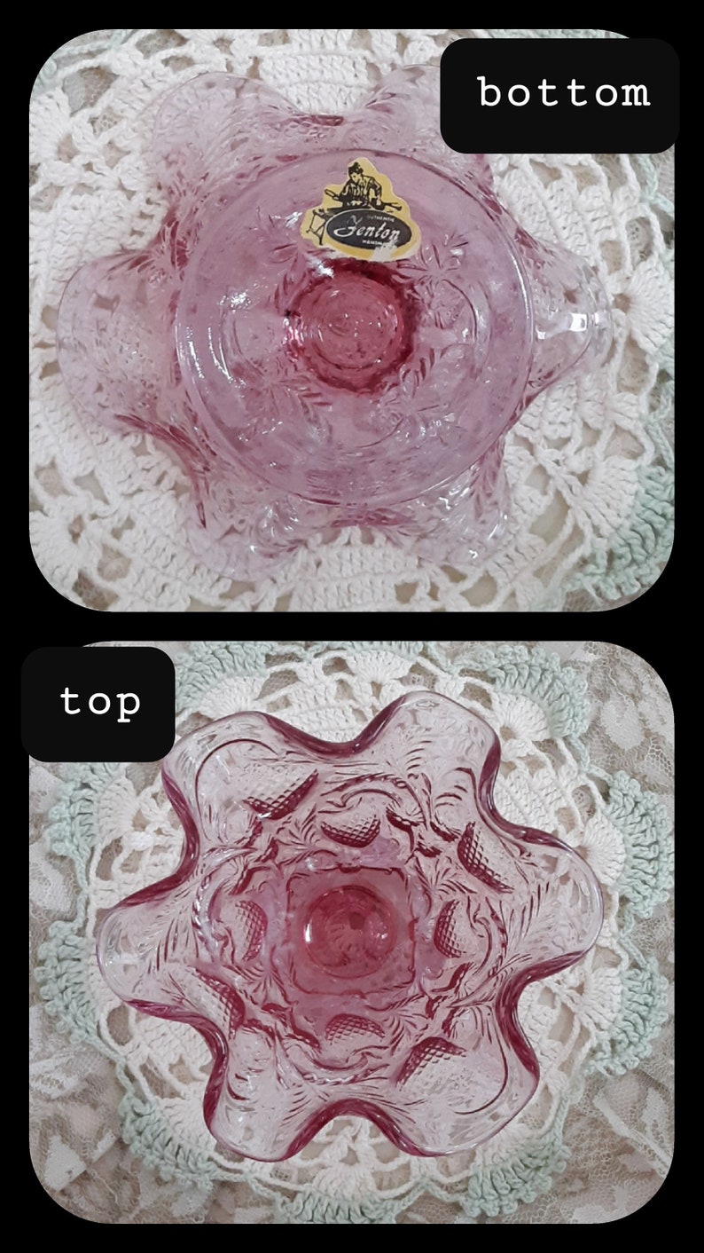 Vintage Fenton Dusty Rose DK Strawberry Pattern 1992 Pedestal Nut Dish ...