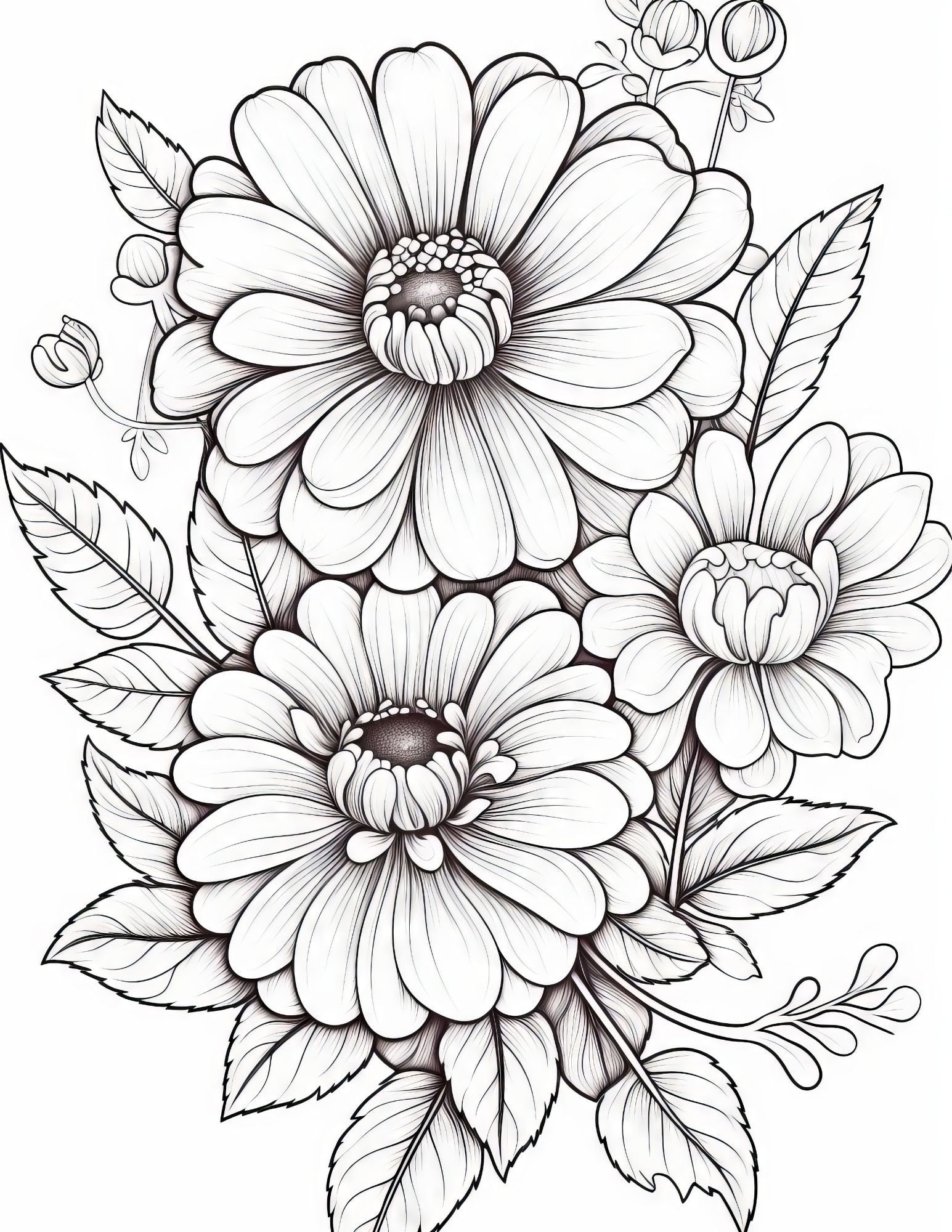 Flower Coloring Book - Etsy