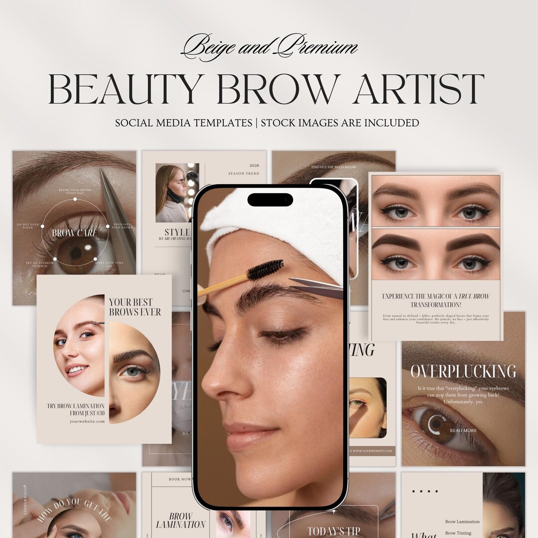 Beige Brow Technician Instagram Templates | Brow Artist Instagram Posts ...