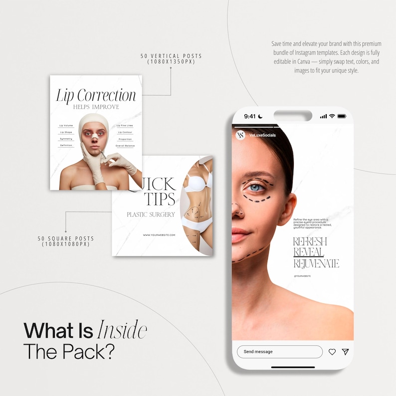 Plastic Surgery Instagram Templates | Rhinoplasty, Liposuction, Breast ...