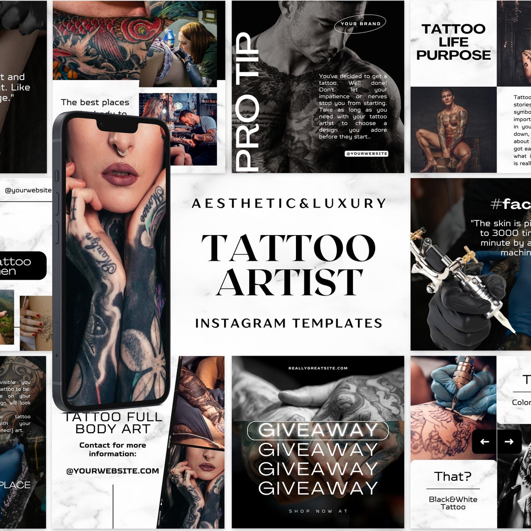 100 Tattoo Artist Instagram Templates | Black Luxury Tattoo Template ...
