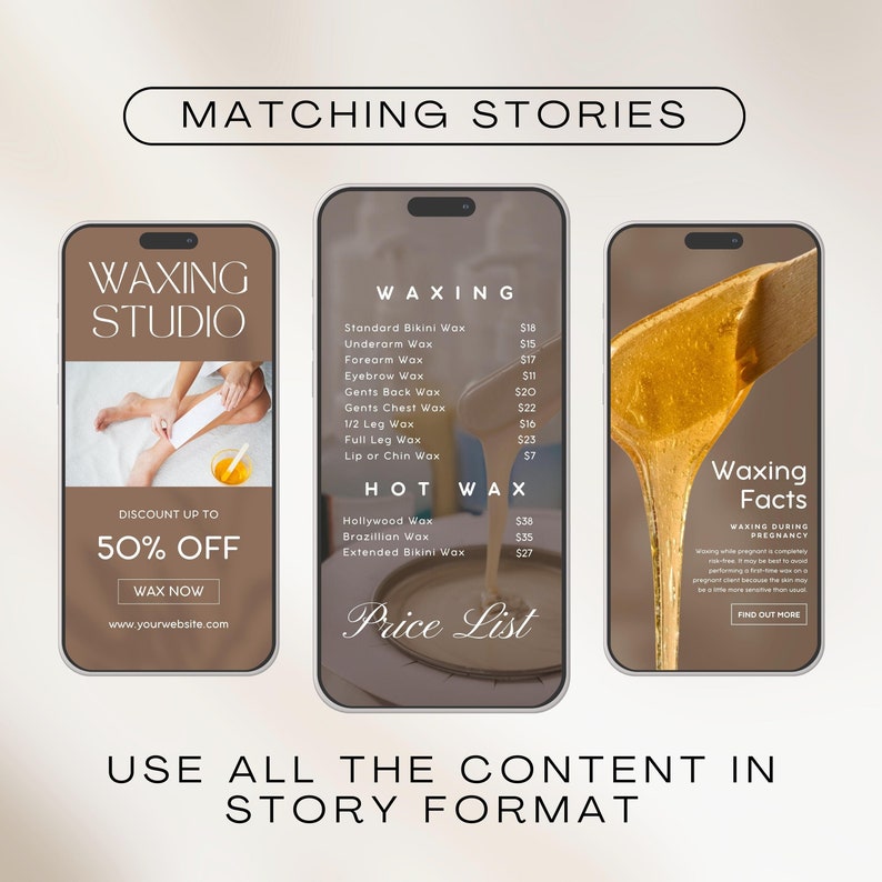 120 Brown Waxing Instagram Posts | Wax Technician Instagram Templates ...