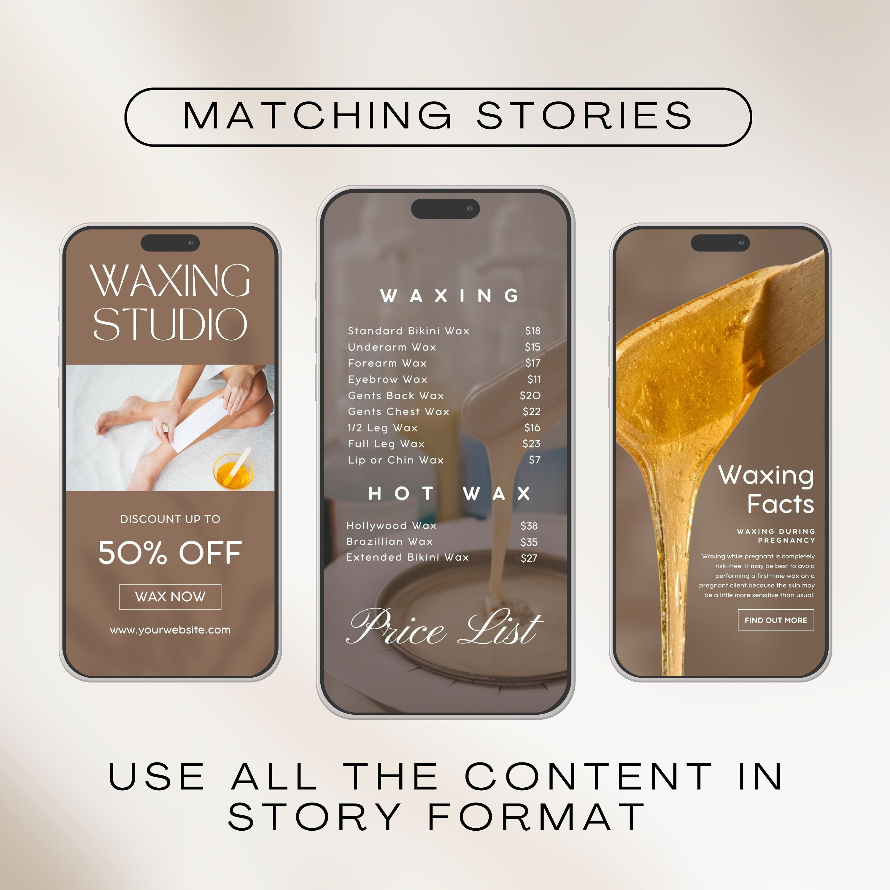 120 Brown Waxing Instagram Posts | Wax Technician Instagram Templates ...