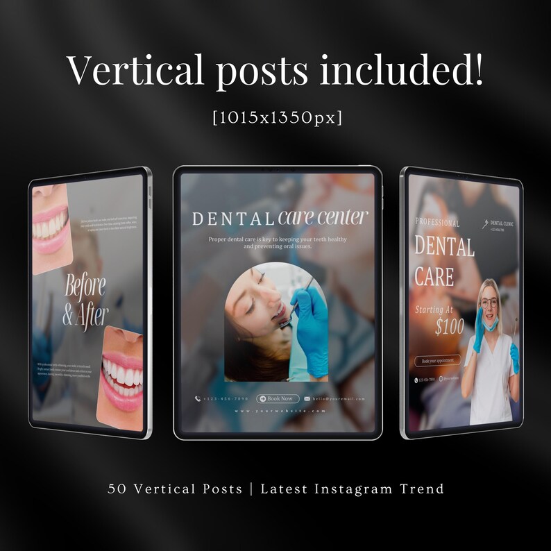 Dentist Instagram Post Templates: Teeth Care Social Media (canva) - Etsy