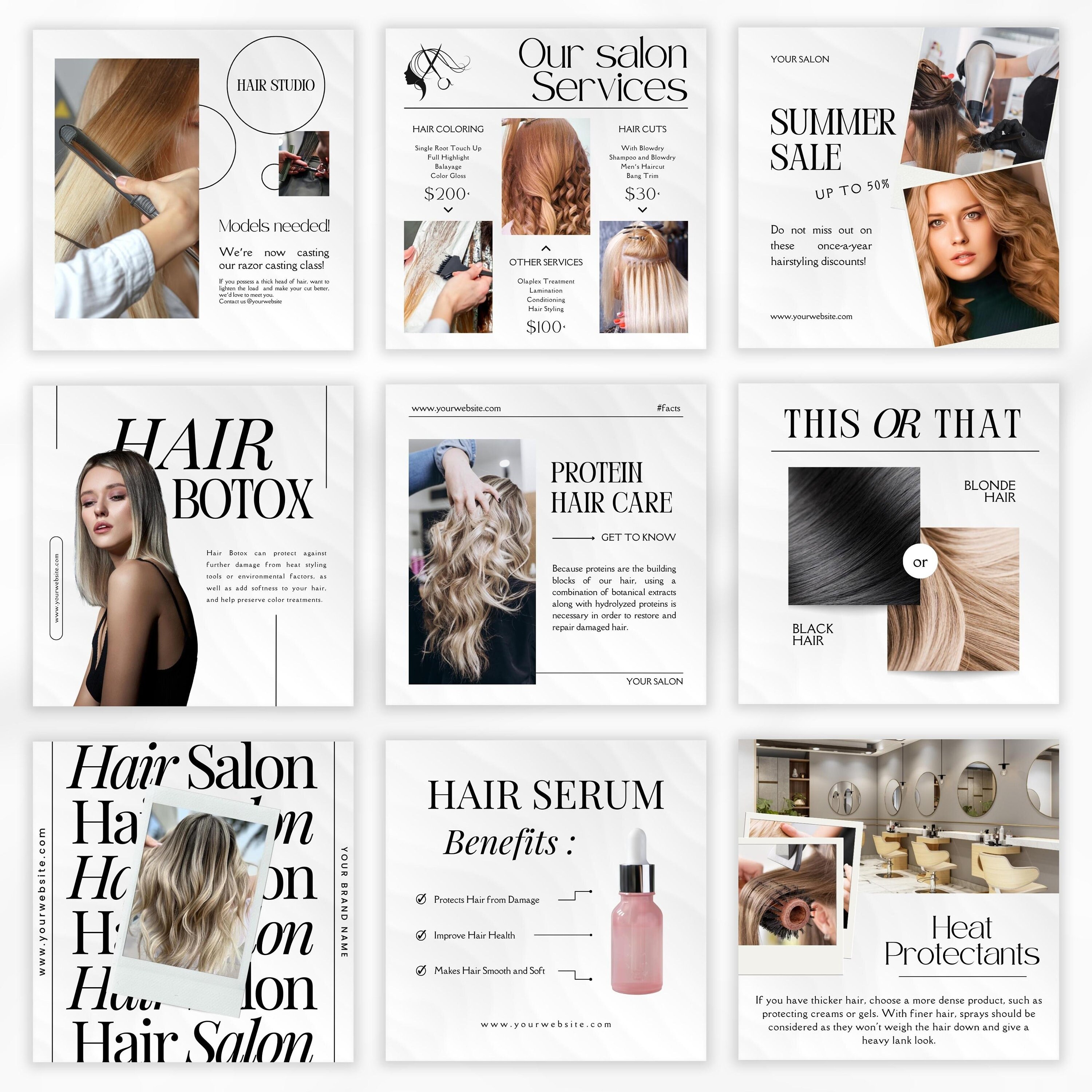 Luxury Hairstylist Instagram Templates Hairdresser Instagram Posts Hair ...
