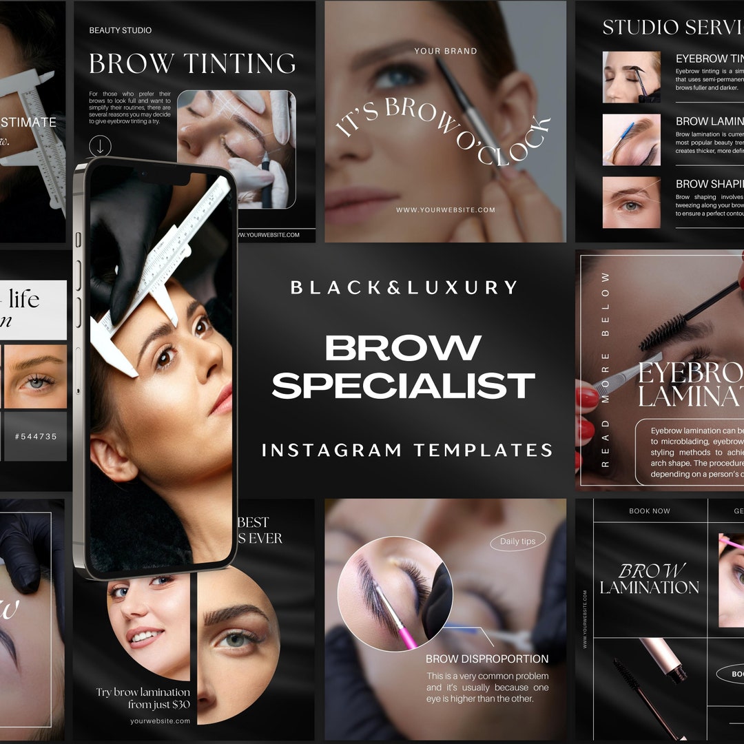 150 Black Brow Tech Instagram Templates | Brows Instagram | Brow ...
