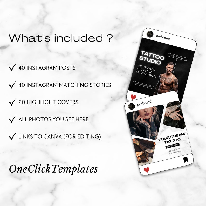 Tattoo Artist Instagram Templates: Black Luxury Design (canva) - Etsy