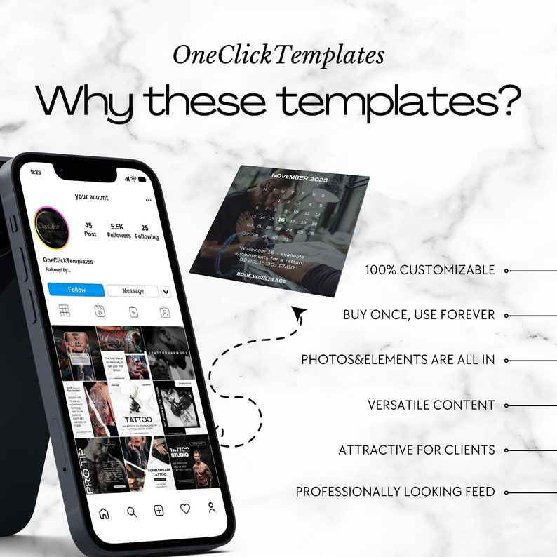 Tattoo Artist Instagram Templates: Black Luxury Design (canva) - Etsy