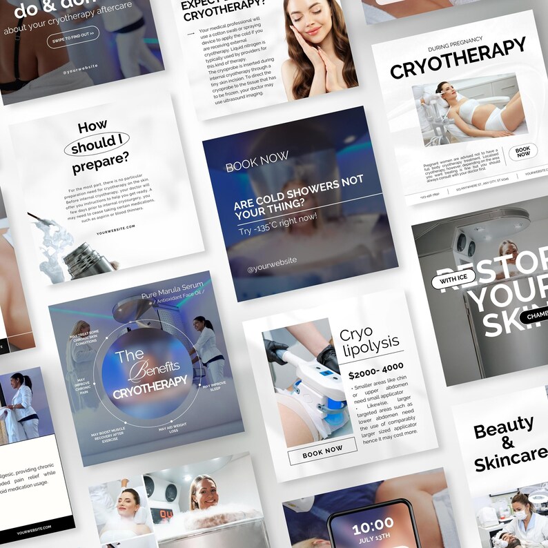 Cryotherapy Instagram Templates: Spa Marketing Posts (canva) - Etsy