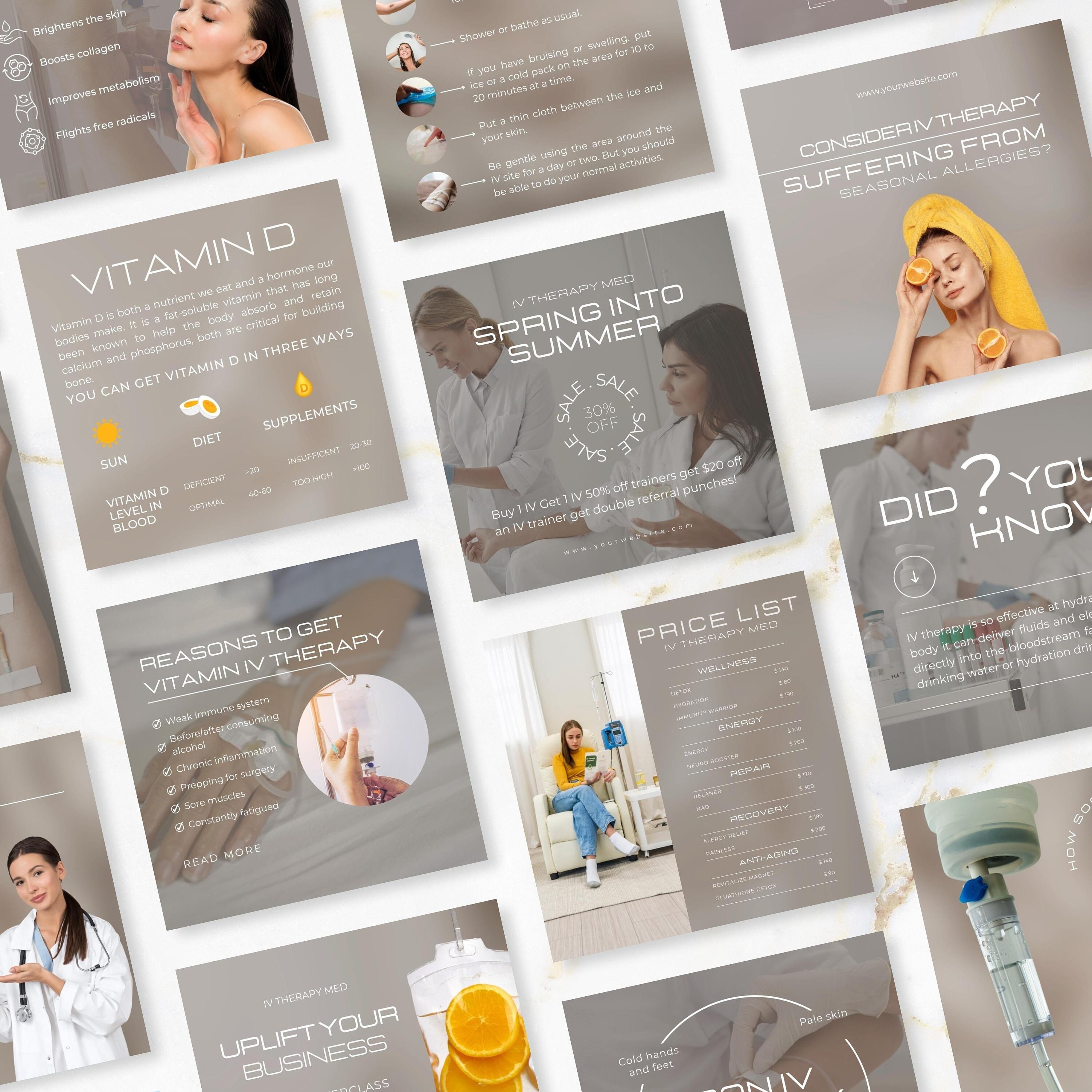 120 IV Drip Therapy Instagram Templates | IV Therapy Instagram ...