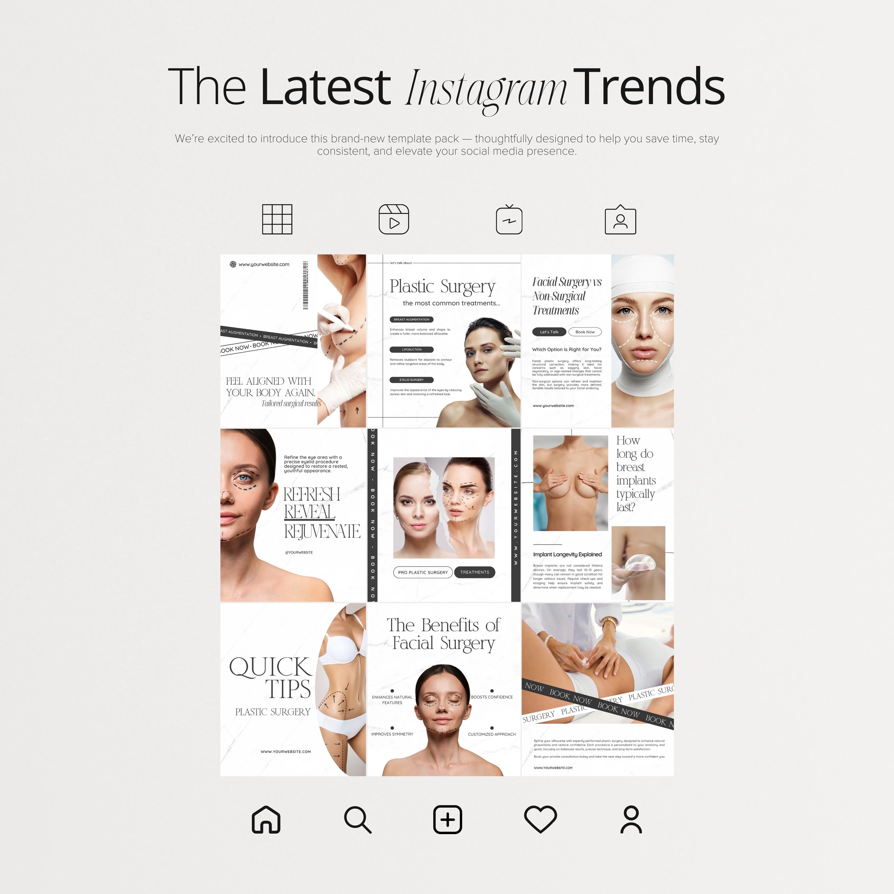 Plastic Surgery Instagram Templates | Rhinoplasty, Liposuction, Breast ...