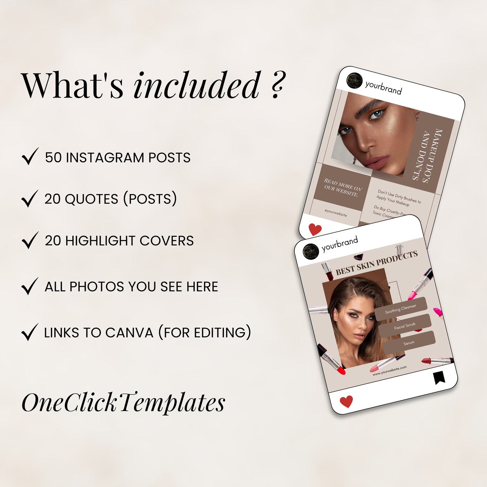 Brown Makeup Instagram Templates | Makeup Artist Social Media Template ...