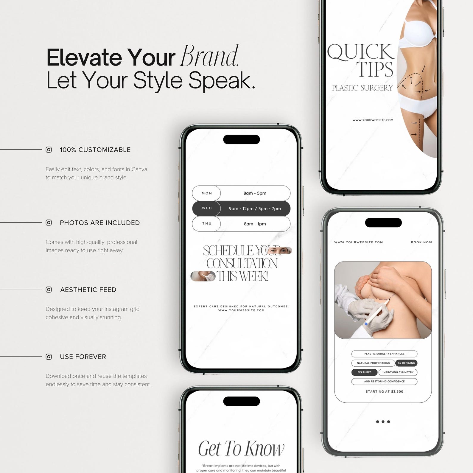 Plastic Surgery Instagram Templates | Rhinoplasty, Liposuction, Breast ...