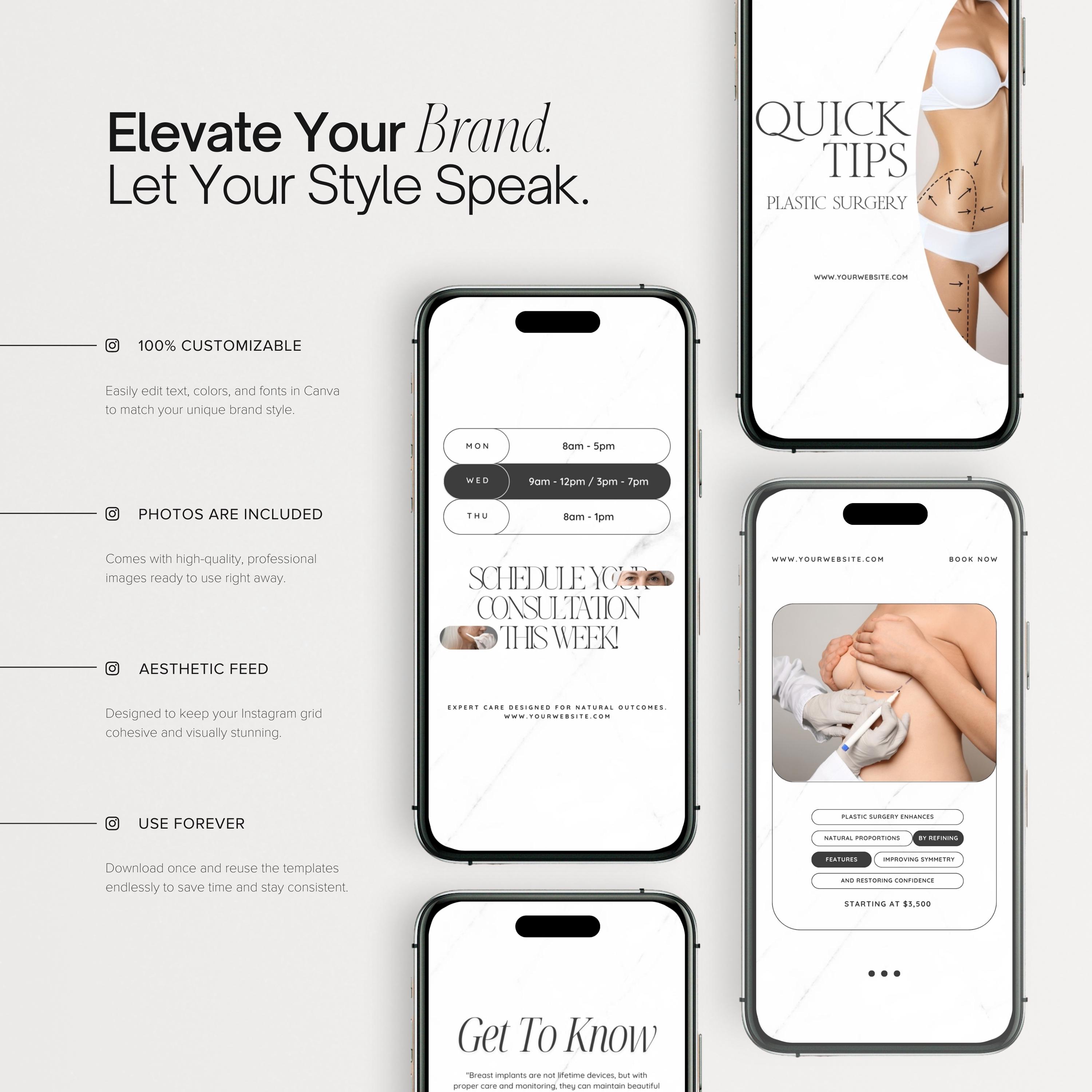 Plastic Surgery Instagram Templates | Rhinoplasty, Liposuction, Breast ...