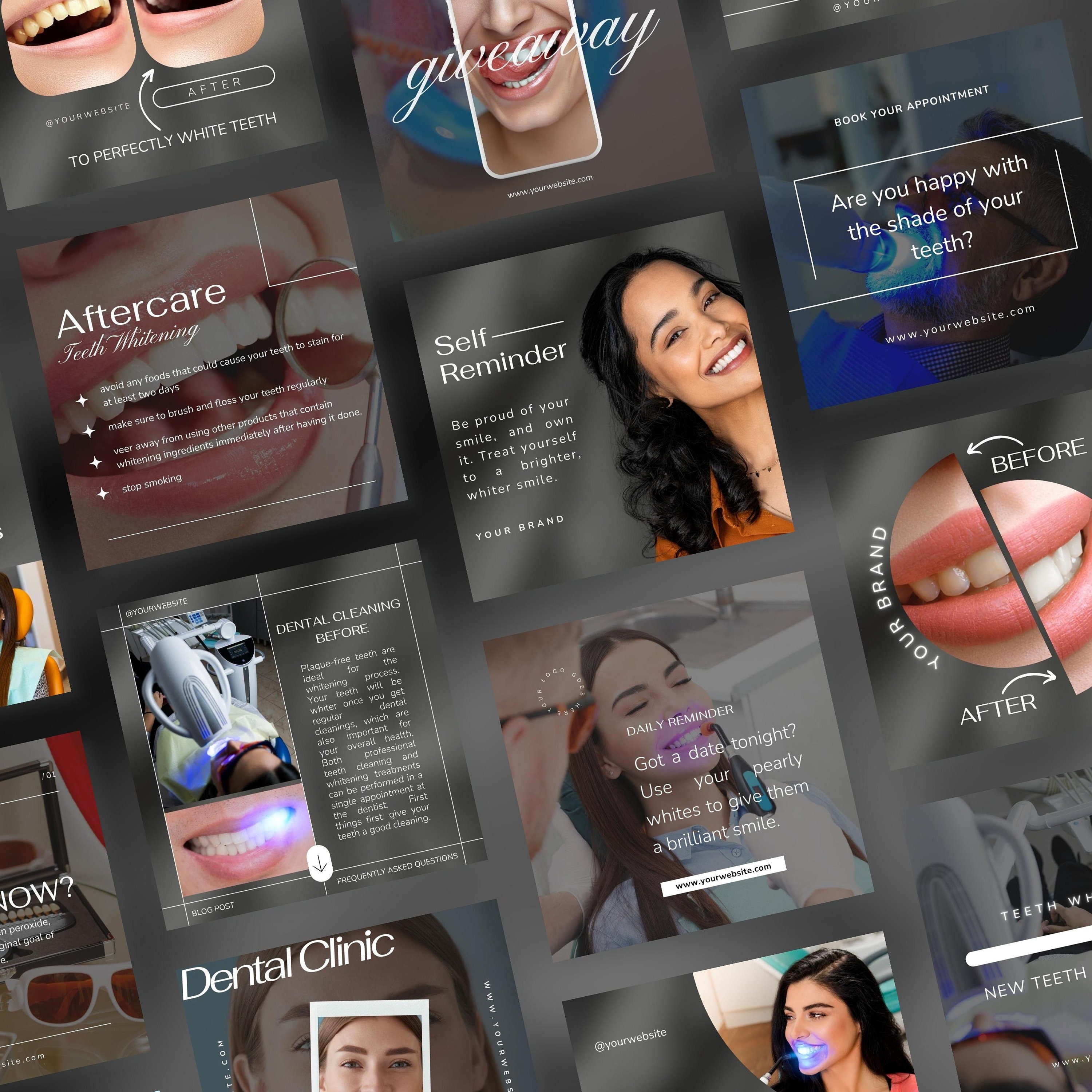 120 Teeth Whitening Instagram Templates Teeth Whitening Branding Dental ...