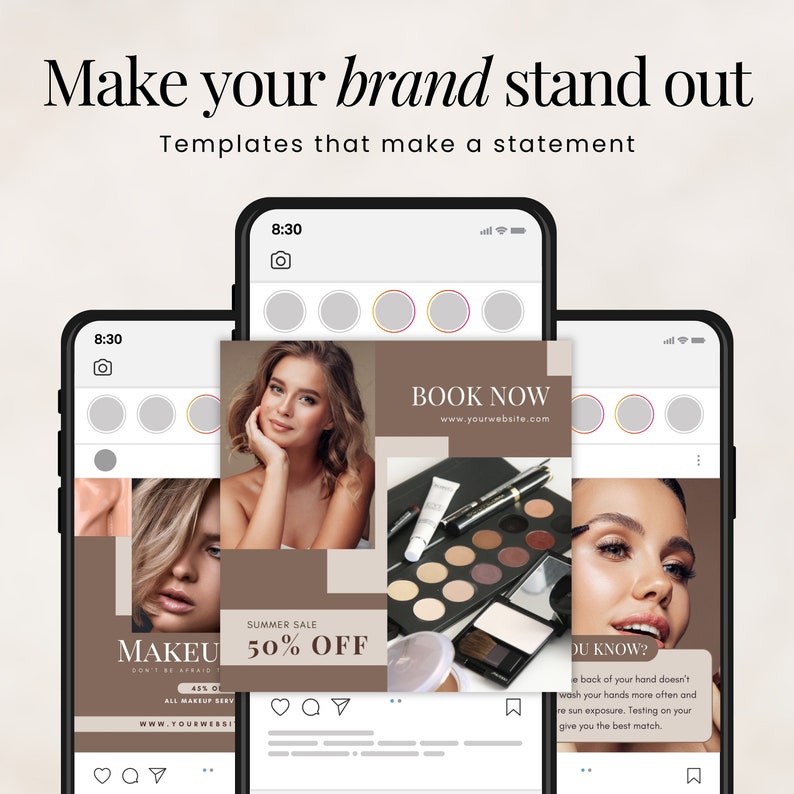 Brown Makeup Instagram Templates | Makeup Artist Social Media Template ...