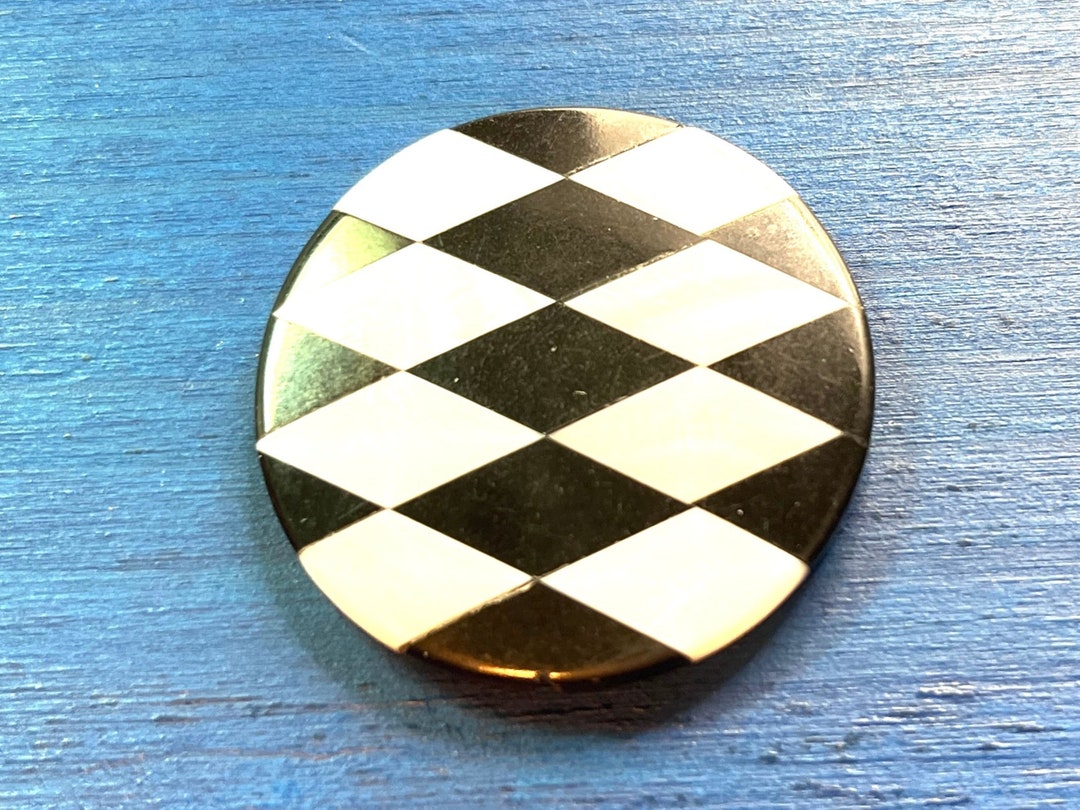 PEARL ONYX BEAD, Round Flat Checked Bead, 36mm Harlequin/chess Bead ...