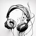 Headphones, Continuous Line Art, Wall Decor, Art, Music, Audio, Black ...