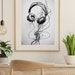 Headphones, Continuous Line Art, Wall Decor, Art, Music, Audio, Black ...
