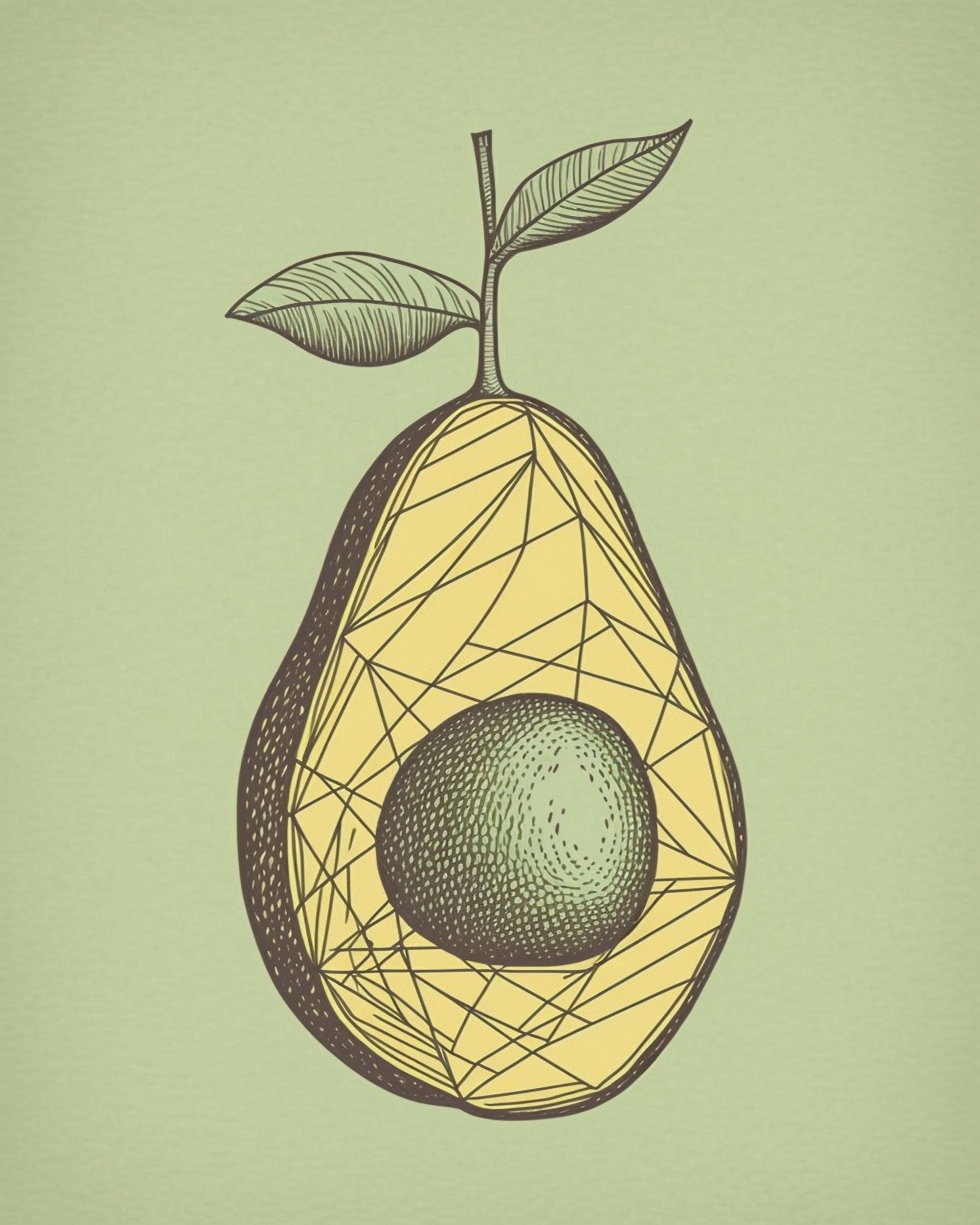 Avocado, Wall Art, Print, Digital Download, Modern, Set of Prints ...