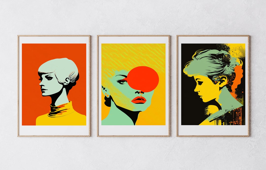 Minimalist Pop Art, Warhol Style, Art, Decor, Print Set, Women, Ladies ...