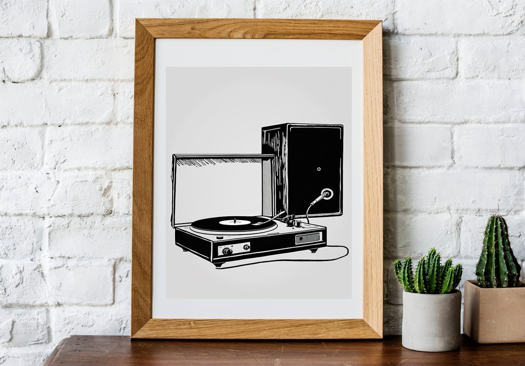 Record Player, Art, Record, Speaker, Wall Art, Vintage, Black and White, Bold, Records, Audio ...