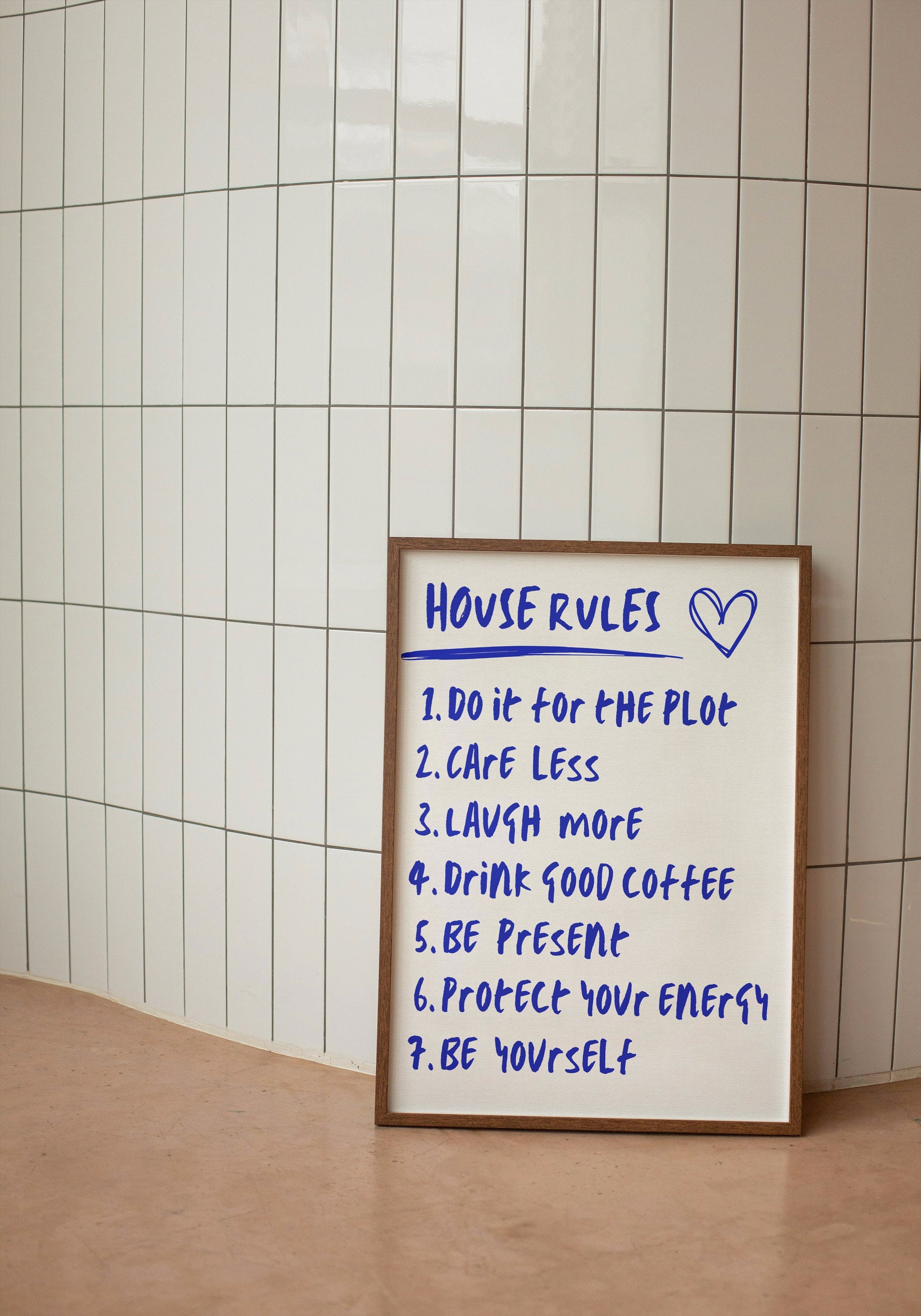 Blue House Rules Print, Rules Wall Art, Do It for the Plot, House Rules ...