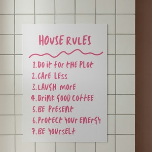 Pink House Rules Print, Funny House Rules Print, Do It for the Plot ...