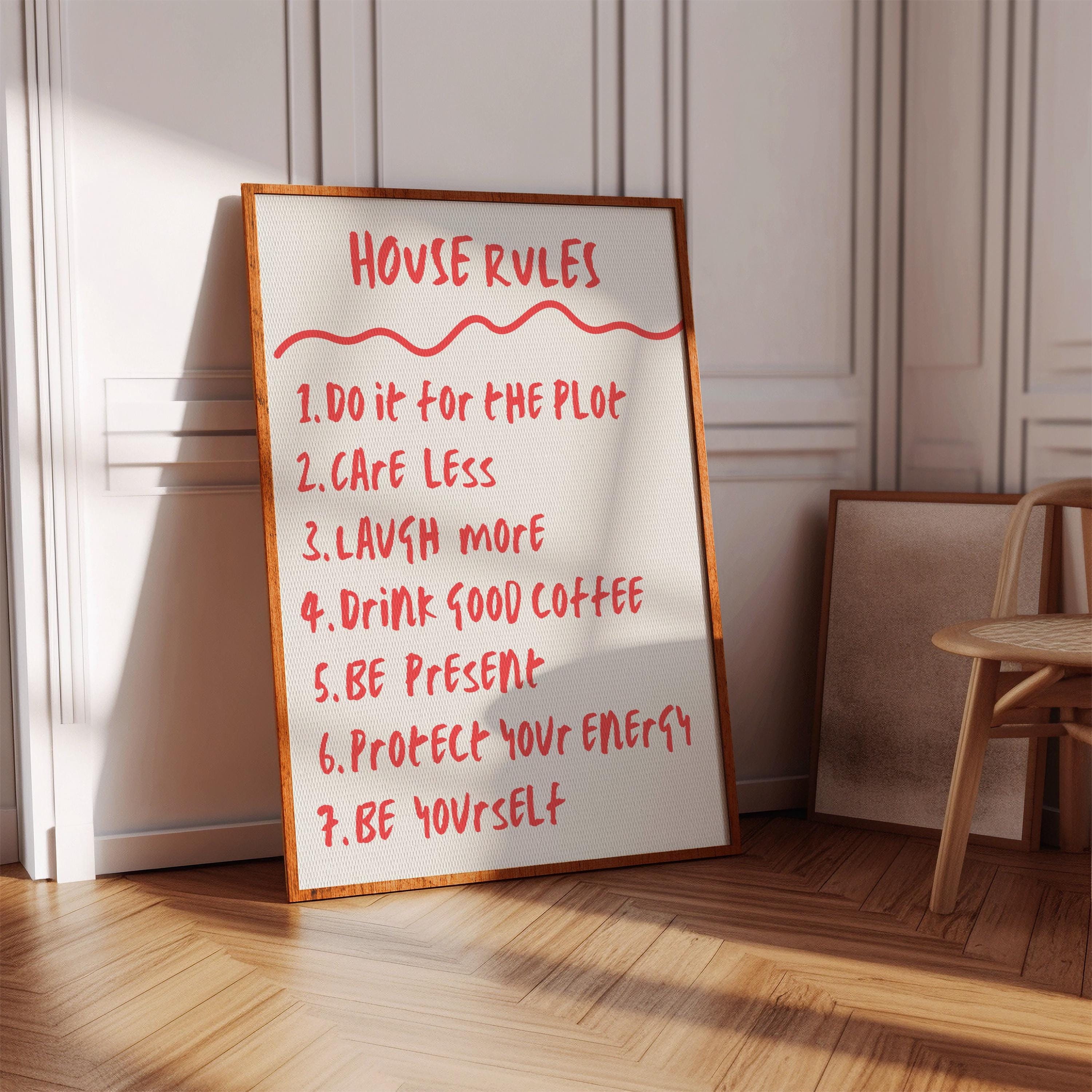House Rules Art Print, Minimalist Wall Print, Modern Art Print, Digital ...